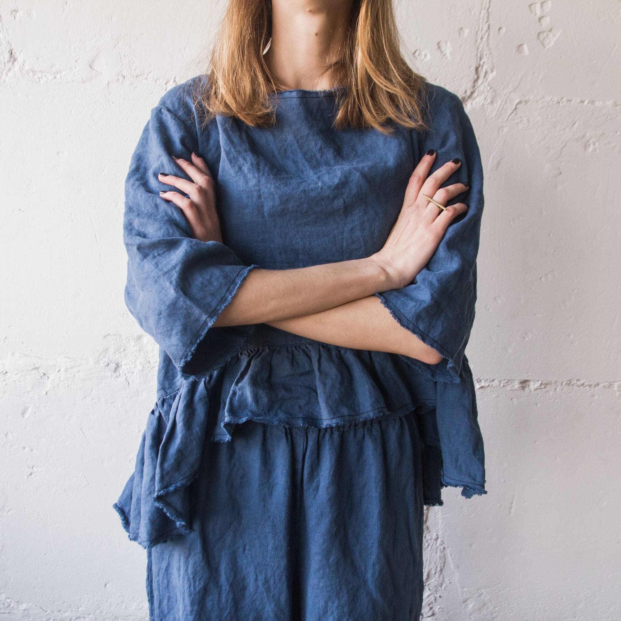 Linen Top with ruffle| Len.Ok