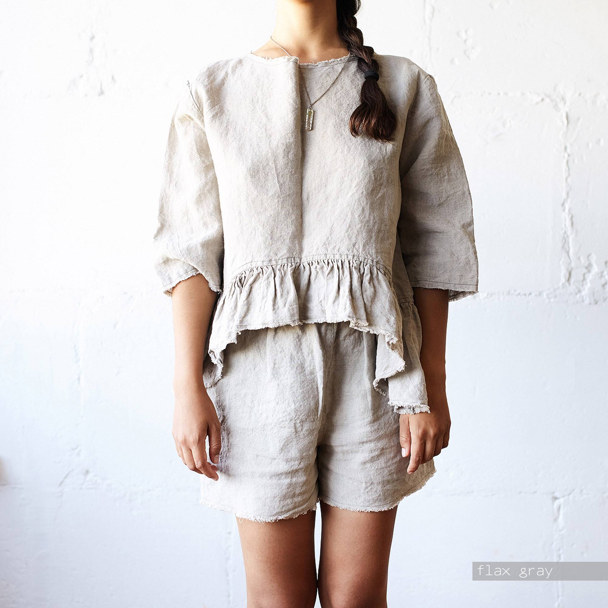 Linen Top with ruffle| Len.Ok