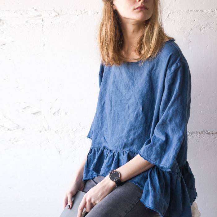 Linen Top with ruffle| Len.Ok